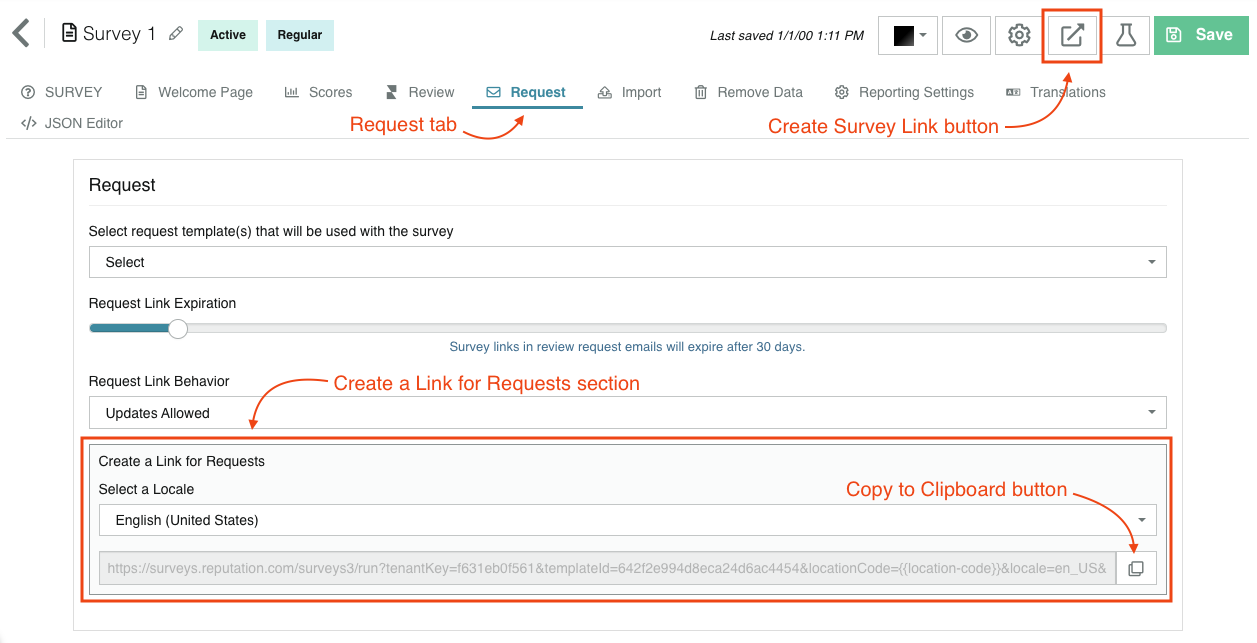 How do I create a survey link?