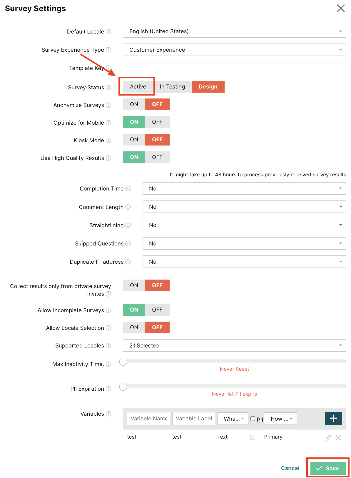 How to Activate the survey?