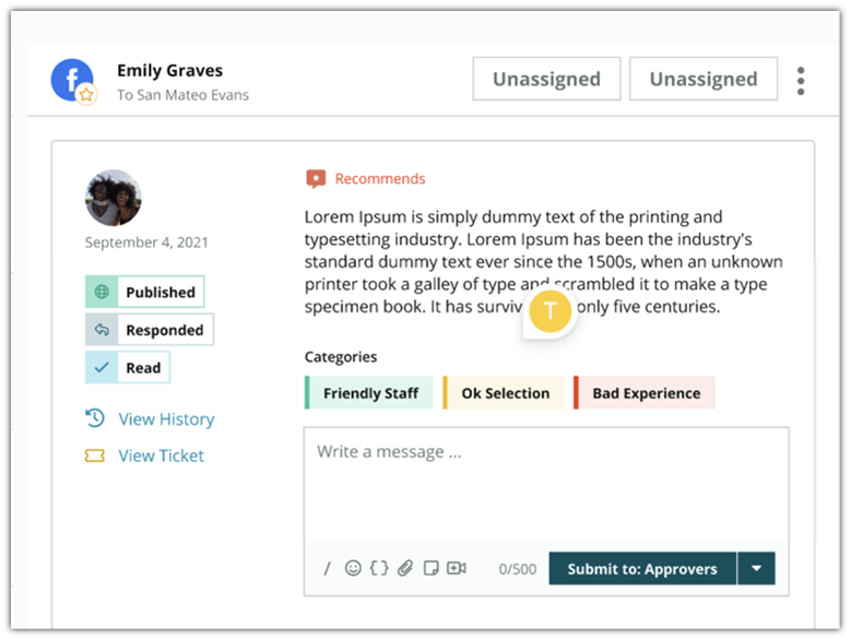 Response approvals for post and messages in Inbox
