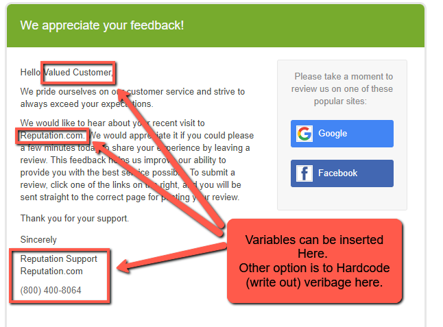 How to edit a Review Request Template Verbiage