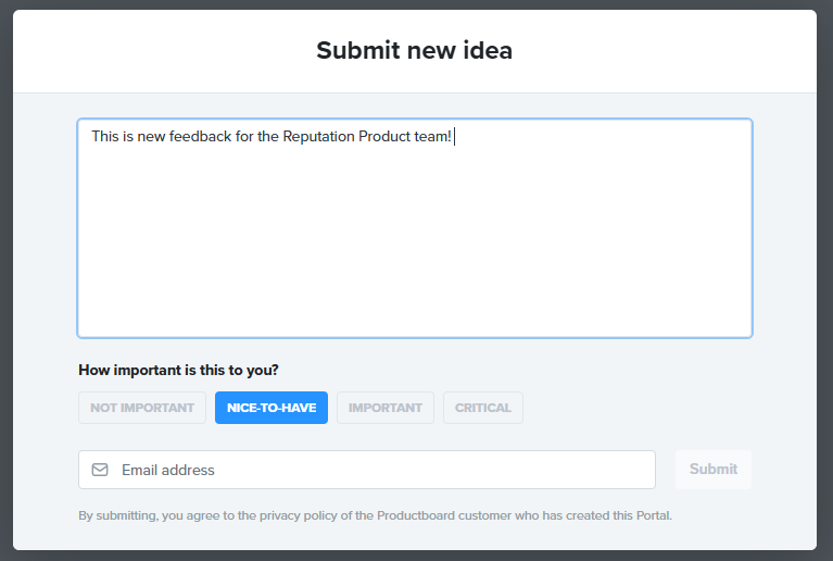 How do I provide a feature suggestion to the Idea Portal?